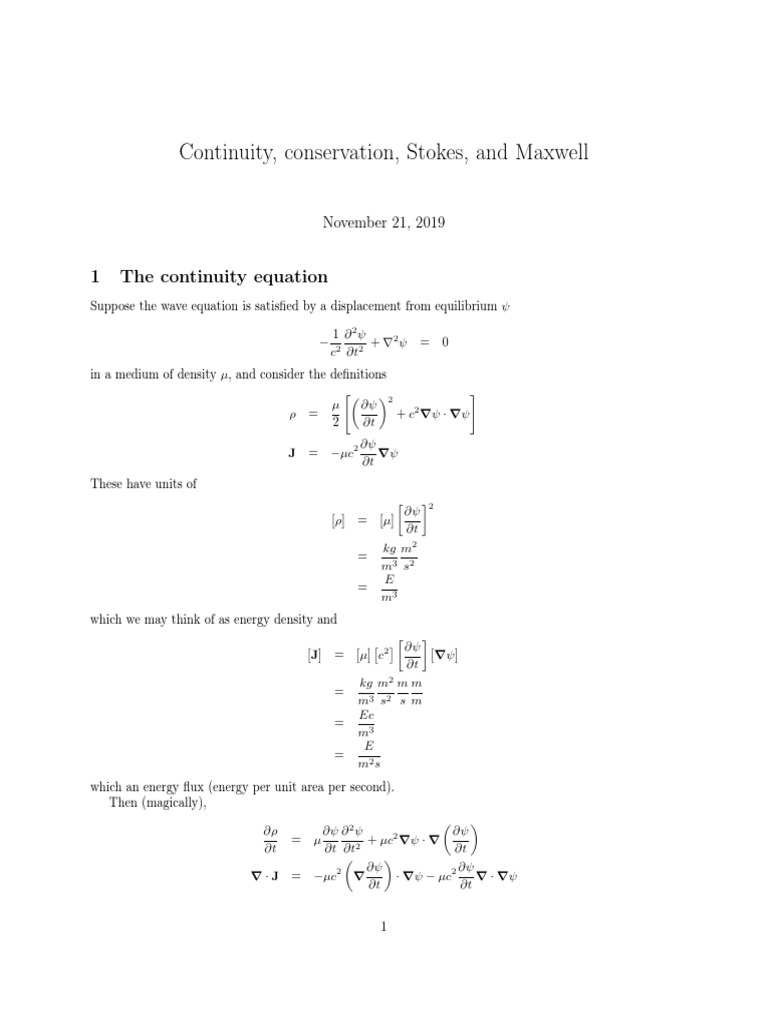 Continuity, Conservation, Stokes, and Maxwell | PDF | Maxwell's ...