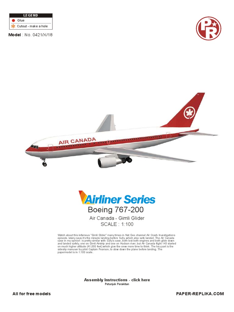 Air Canada 767 Papercraft Model Guide | PDF | Civil Aviation | Aeronautics