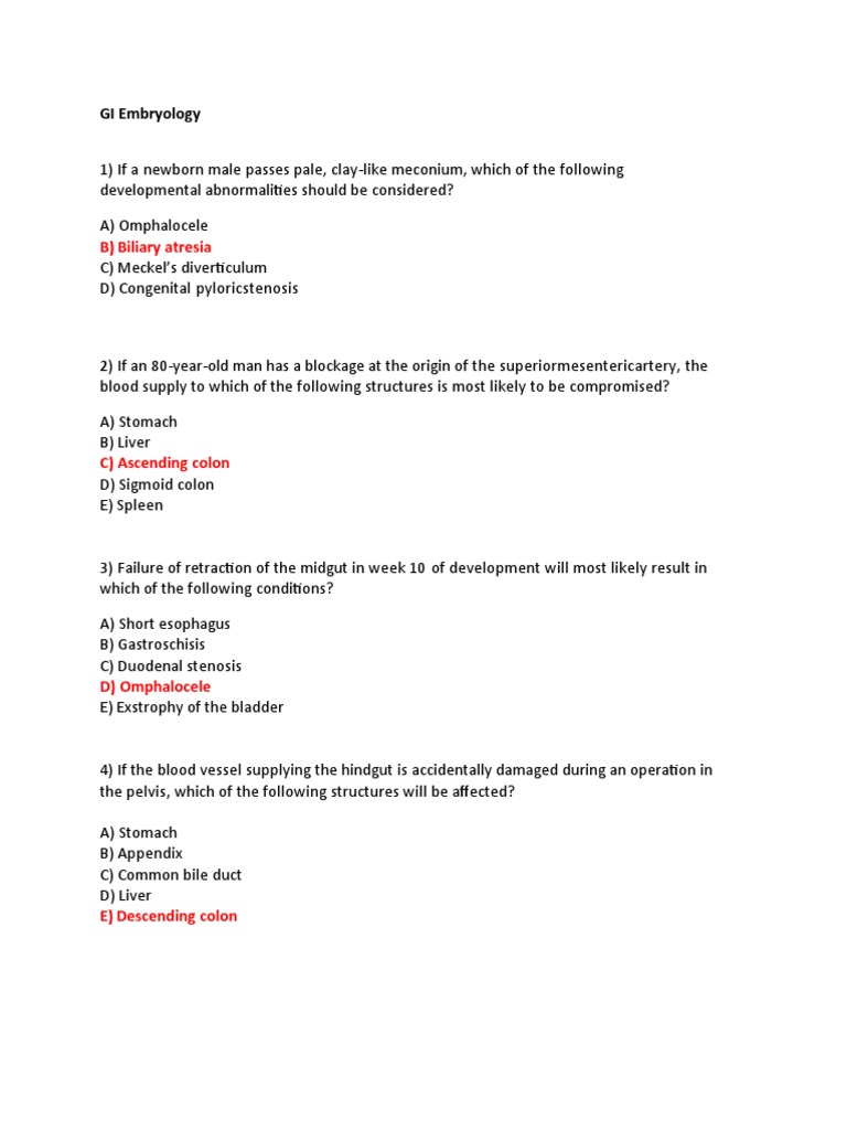 GI Embryology: B) Biliary Atresia | PDF