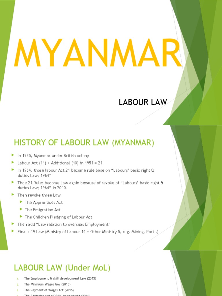 Myanmar Labour Law (FS - 2019) | PDF | International Labour ...