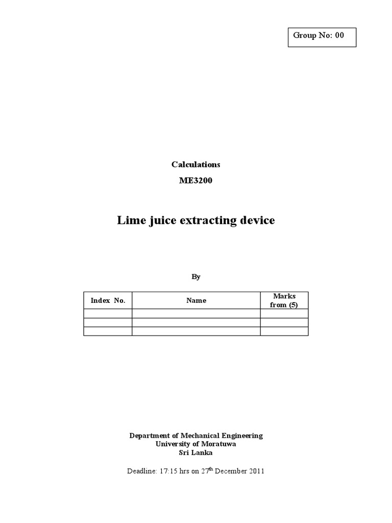 ME3200 Calculation Template | PDF | Bearing (Mechanical) | Applied And ...