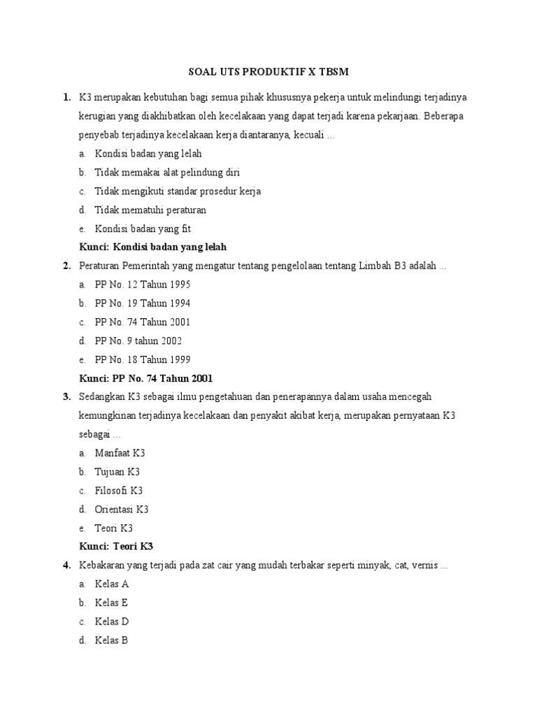 Soal Produktif X TBSM | PDF | Metode & Bahan Ajar | Seni