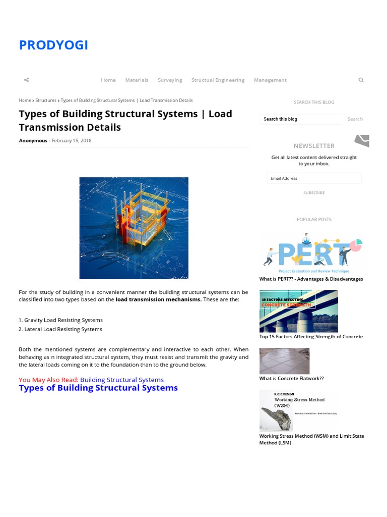 Types of Building Structural Systems - Load Transmission Details | PDF ...