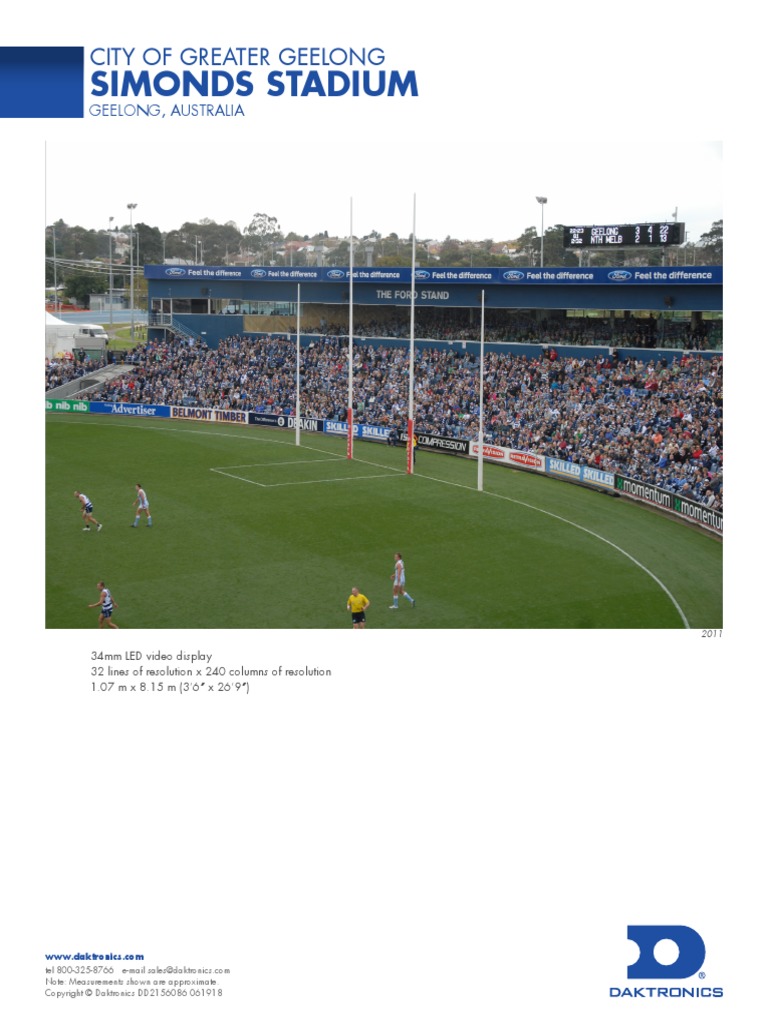 Simonds Stadium LED Display Details | PDF