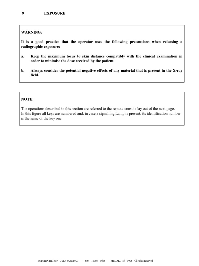 SUPERIX RL180N USER MANUAL - UM - 18005 - 0698 MECALL SRL 1998 All ...