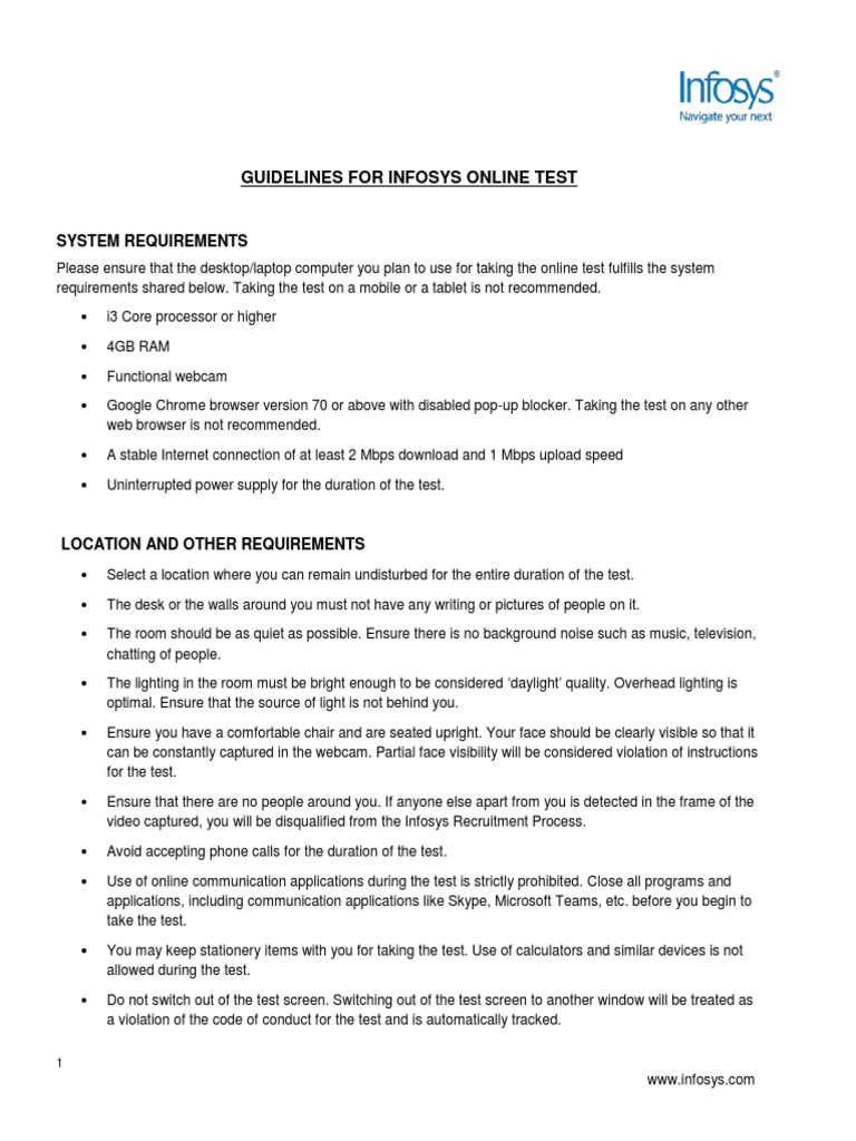 Guidelines - Infosys Online Test PDF | PDF | Application Software ...