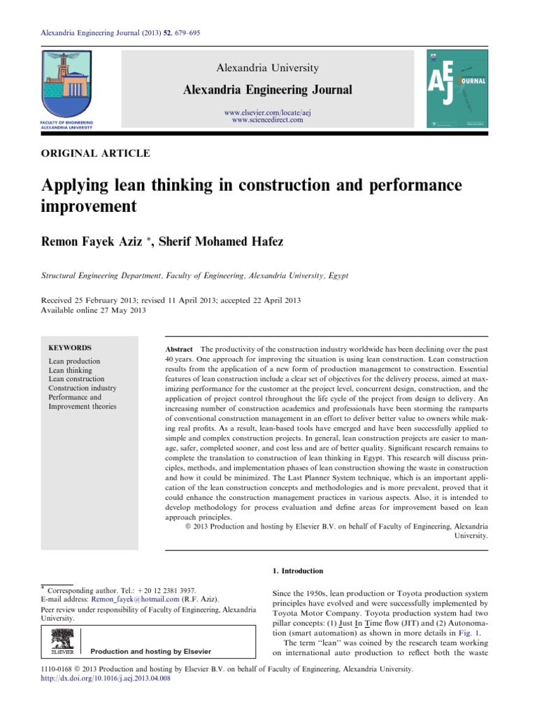 Applying Lean Thinking in Construction and Perform PDF | PDF | Lean ...