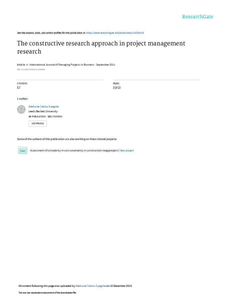 The Constructive Research Approach in Project Management Research | PDF ...