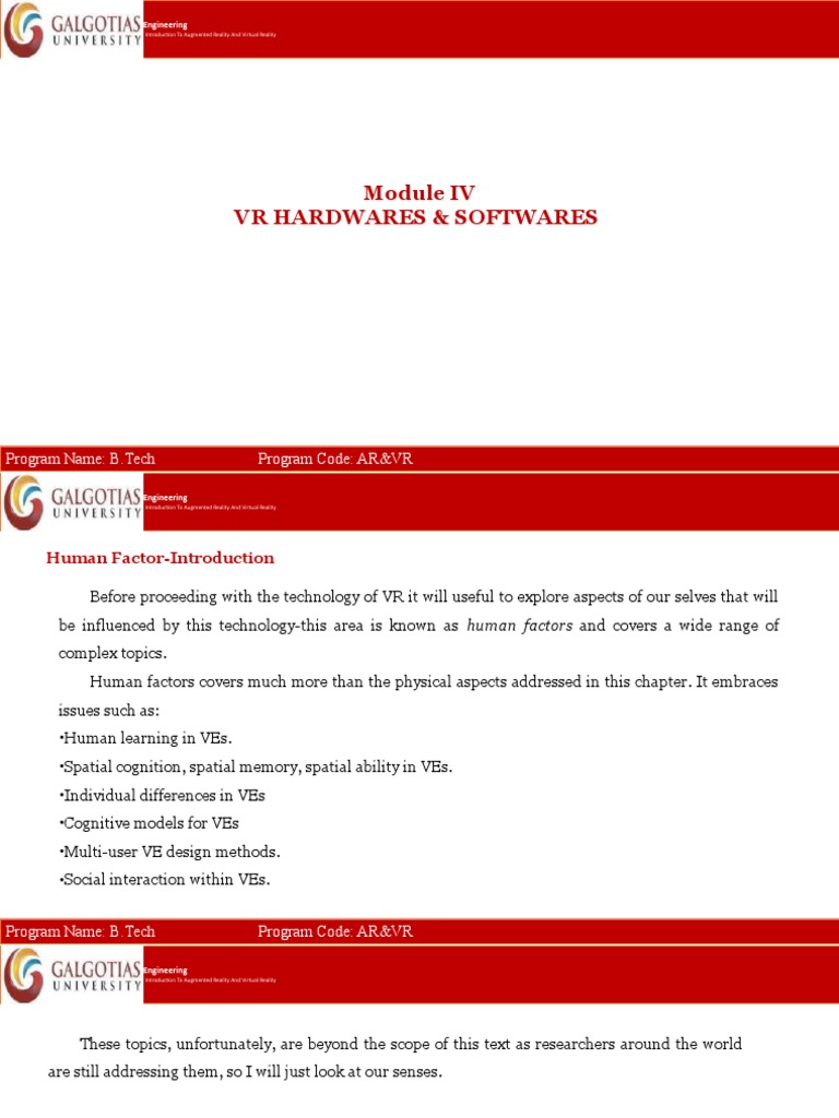 VR Hardware and Software Technologies | PDF | Virtual Reality ...