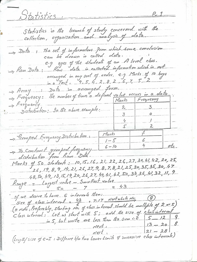 A Levels Statistics Notes PDF | PDF