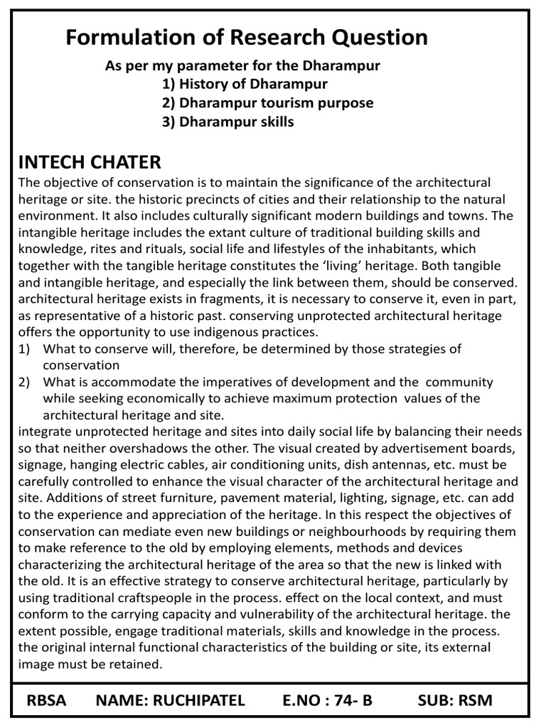 Formulation of Research Question: Intech Chater | Download Free PDF ...