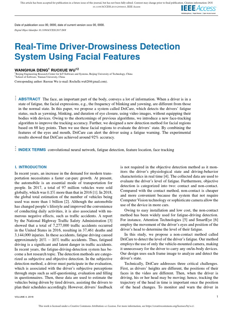 Real-Time Driver-Drowsiness Detection System Using Facial Features ...