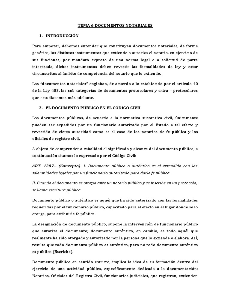 Tema 6 Documentos Notariales | PDF | Derecho Civil (Common Law ...