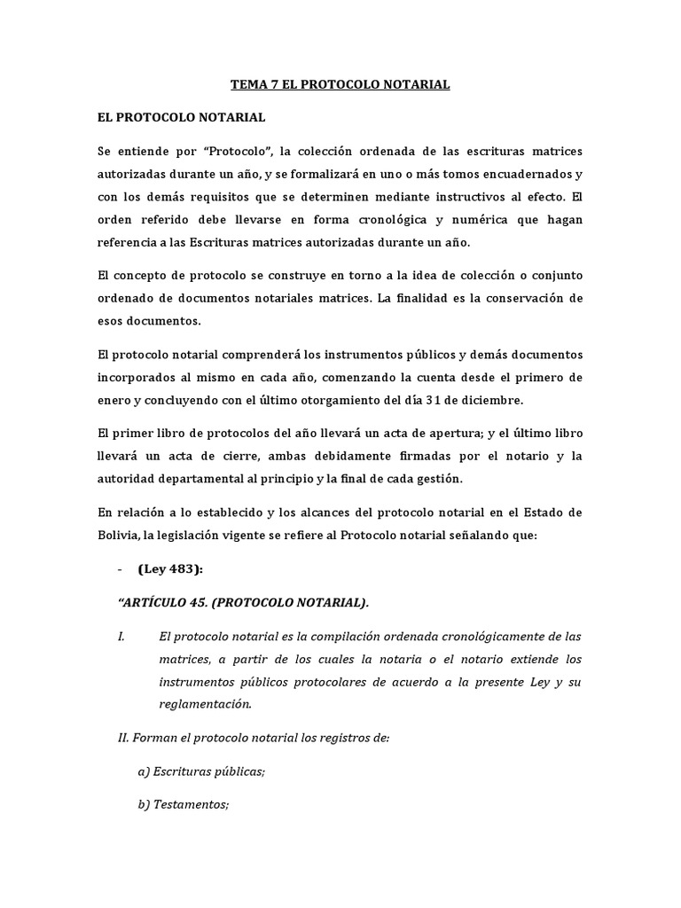 Tema 7 Protocolo Notarial | PDF | Justicia | Crimen y violencia
