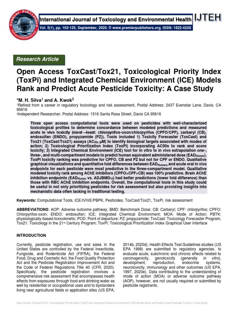 Open Access ToxCast/Tox21, Toxicological Priority Index (ToxPi) and ...