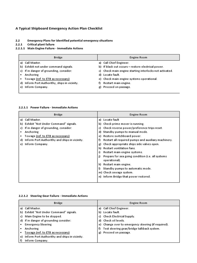 Typical Emergency Action Plan | PDF | Marine Salvage | Ships