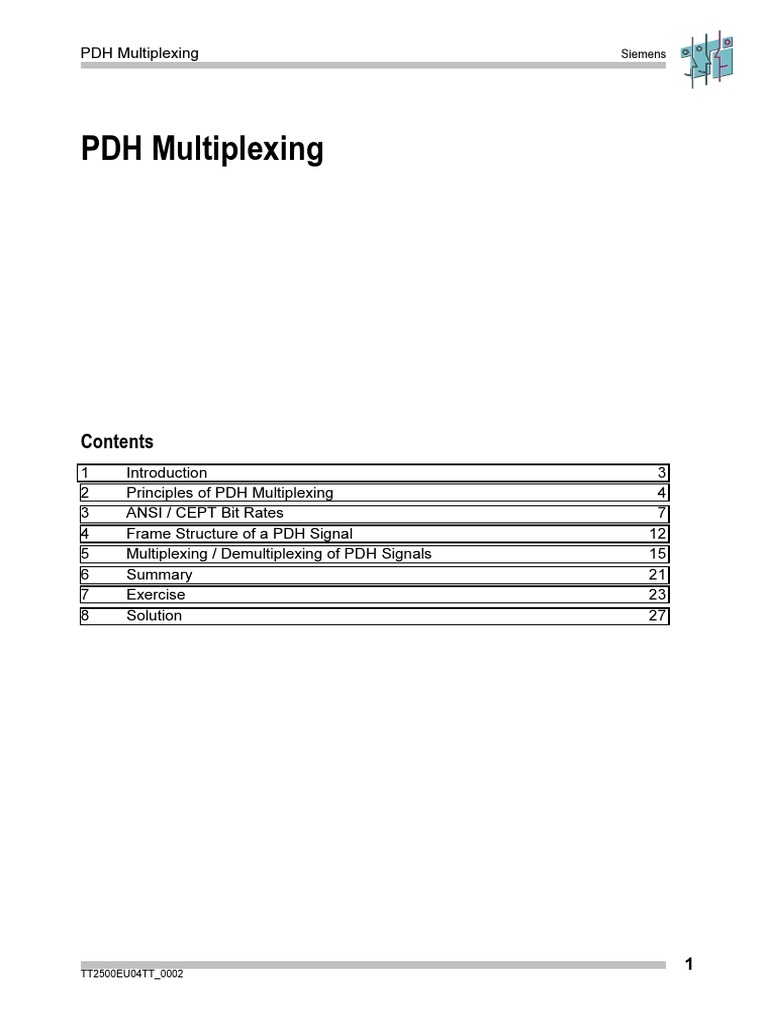 01 Tt2500eu04tt 0002 PDH Multiplexing | PDF | Multiplexing | Bit Rate