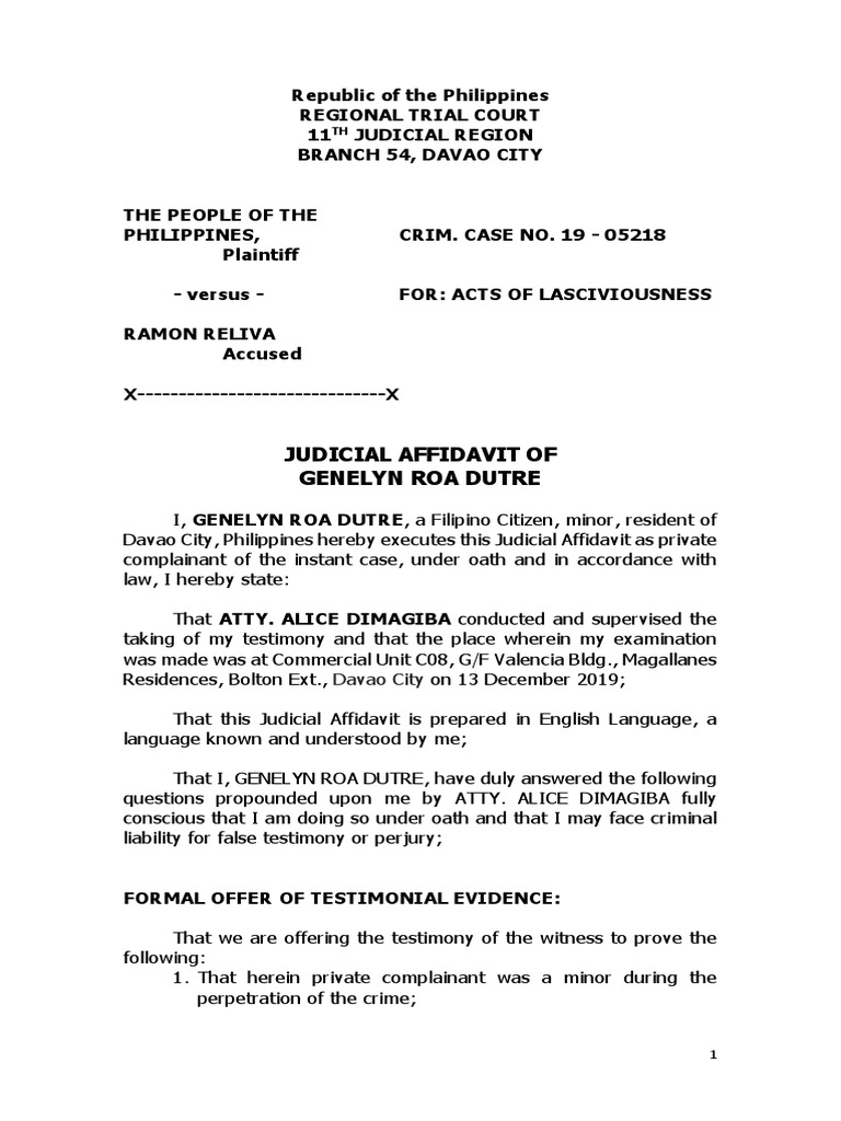 Sample - Exhibit D - Judicial Affidavit | PDF | Affidavit | Perjury