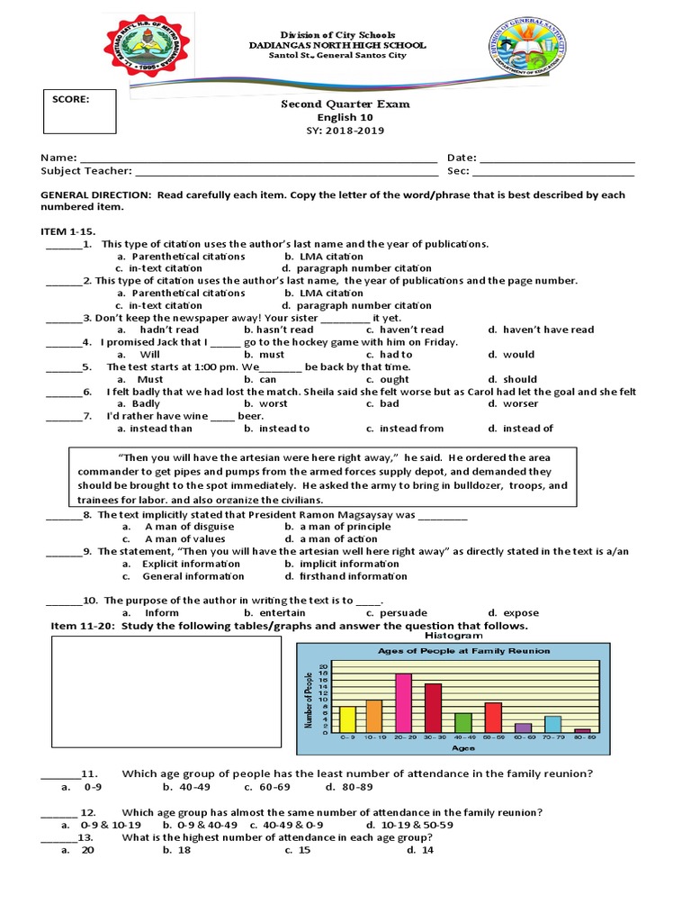2nd-Quarter G10 Exam & Answer Key ILNHS | PDF | Odysseus | Crime & Violence