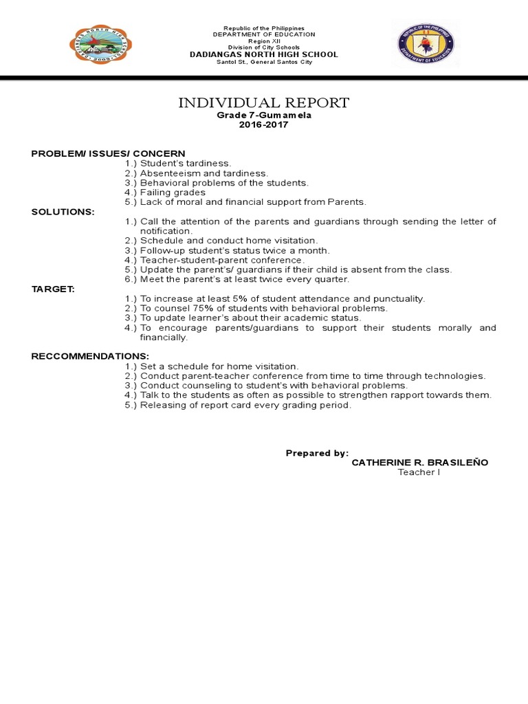 Grade 7 Student Performance Report 2016-2018 | PDF | Classroom | Teachers