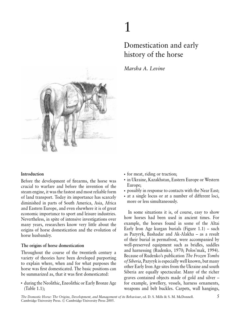 Domestication and Early History of The Horse: Marsha A. Levine | PDF ...