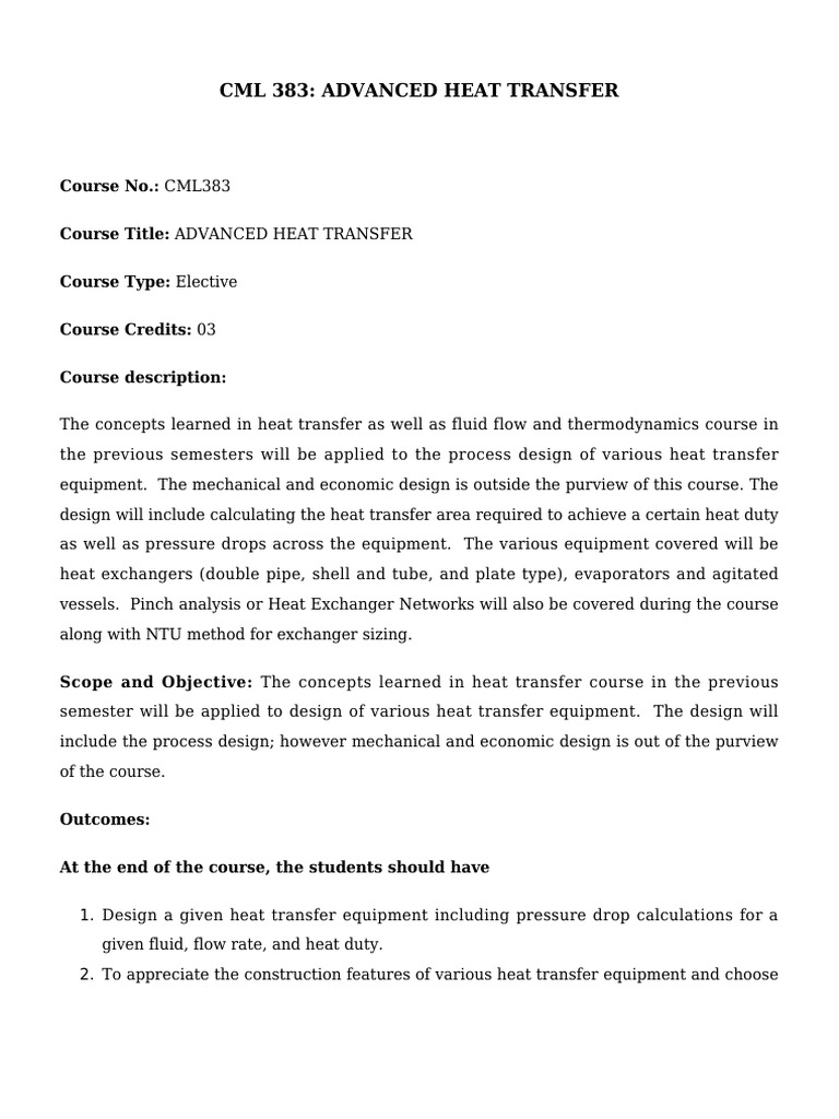 Advanced Heat Transfer PDF | PDF | Heat Exchanger | Heat Transfer