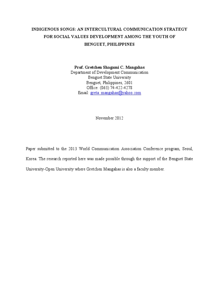 Indigenous Songs: An Intercultural Communication Strategy For Social ...