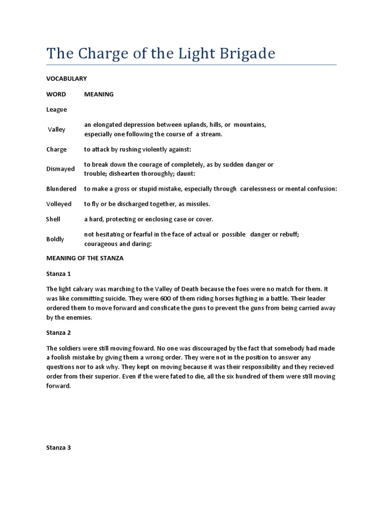 The Charge of The Light Brigade | PDF | Military Science | Military