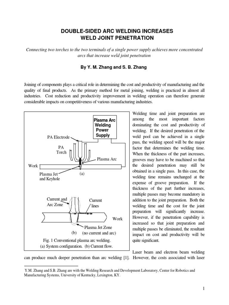 Double-Sided Arc Welding Increases Weld Joint Penetration | PDF ...