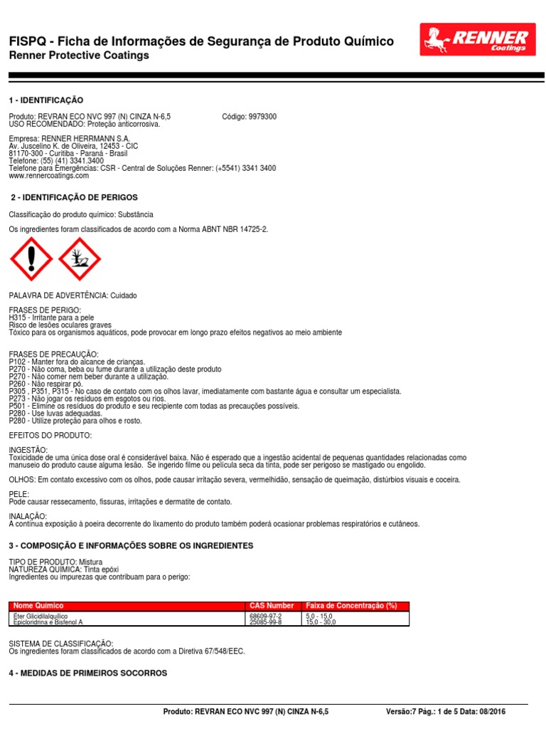Fispq Revran-Eco-Nvc-997 PDF | PDF | Embalagem e rotulagem | Primeiros ...