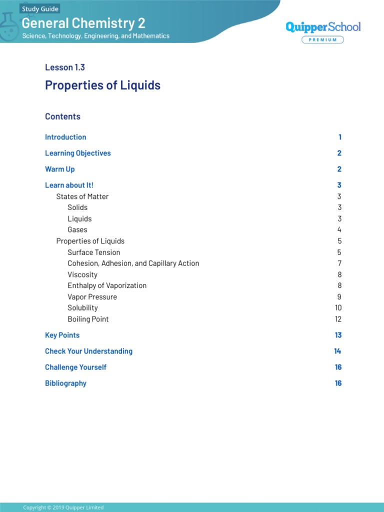 Key Properties of Liquids Explained | PDF | Liquids | Solution