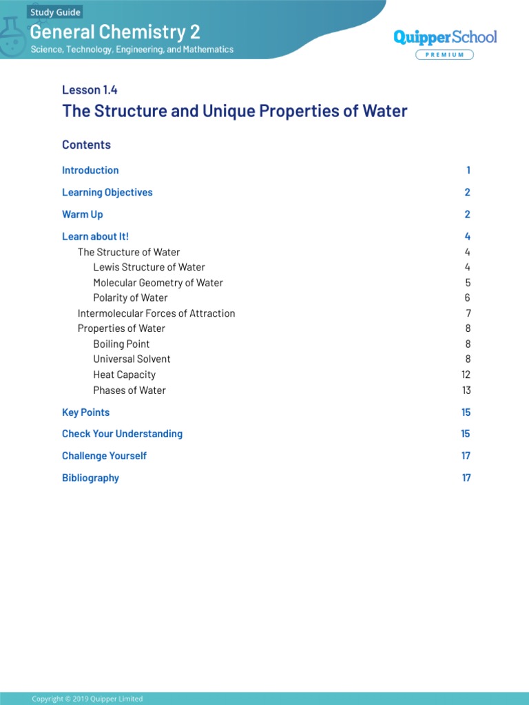 Unique Properties of Water Explained | PDF | Chemical Polarity ...