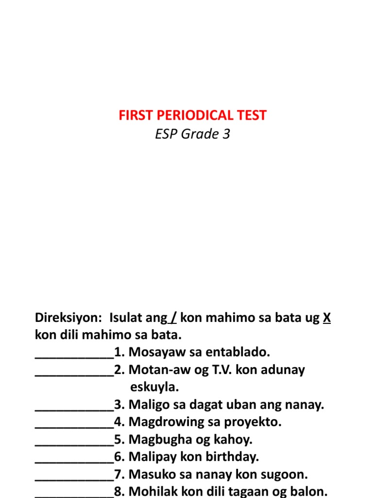 First Periodical Test in Esp | PDF
