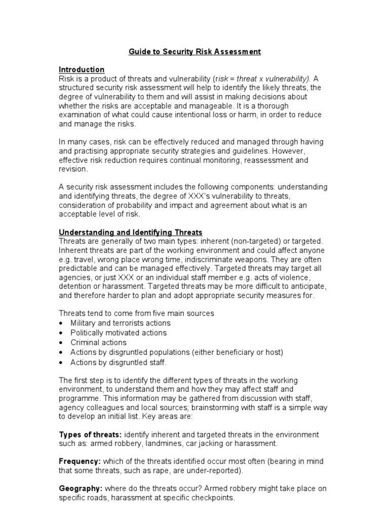 Guide To Security Risk Assessment | PDF | Risk Assessment | Risk