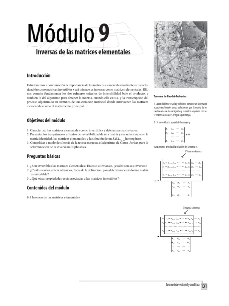 Modulo9-Inversas de Las Matrices Elementales | PDF | Matriz (Matemáticas) | Ecuaciones
