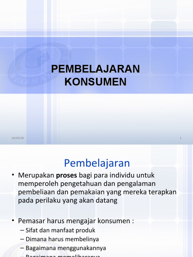 Pembelajaran Konsumen 1 | PDF