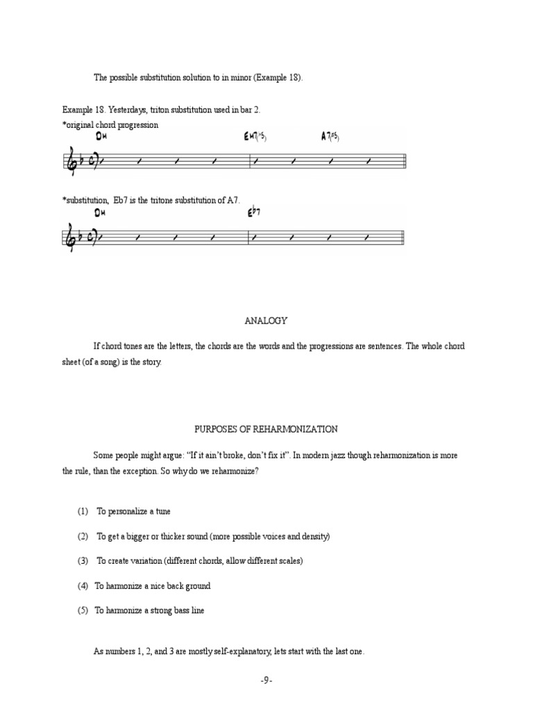 Jazz Reharmonization Techniques Guide | PDF | Harmony | Music Theory