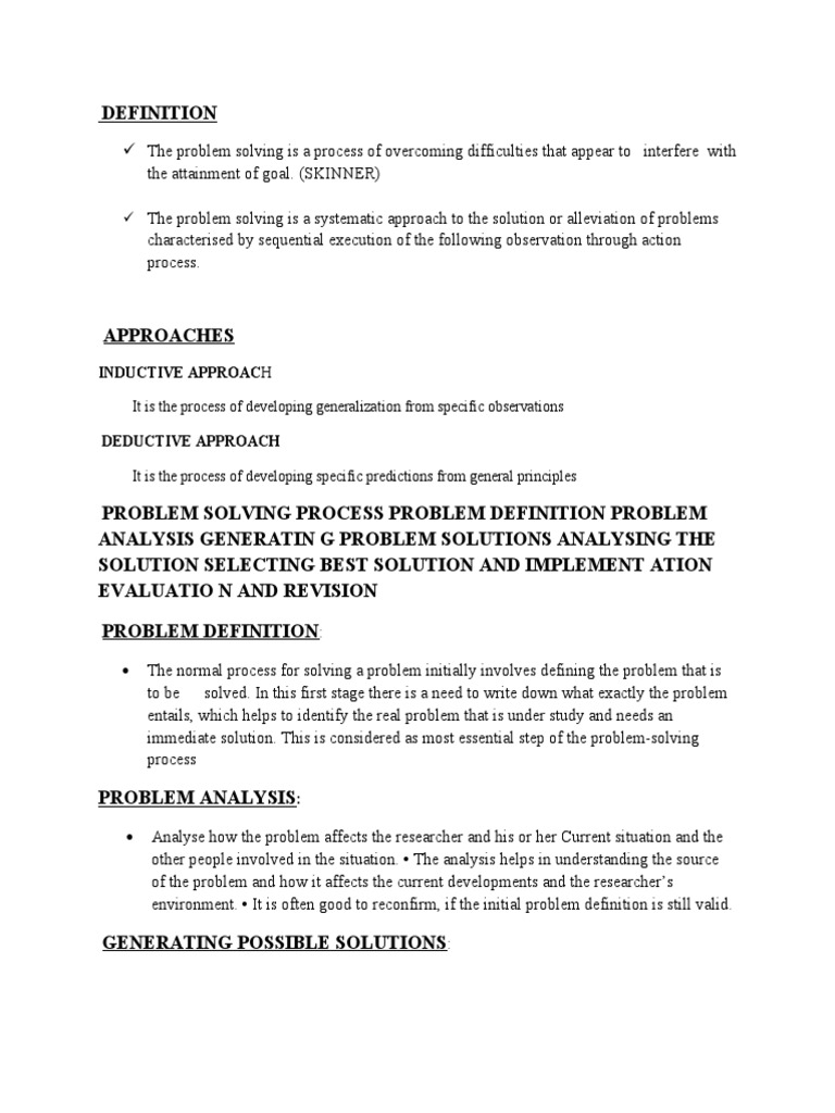 PROBLEM SOLVING APPROCH M.SC Nursing 2nd Year | PDF | Major Depressive ...