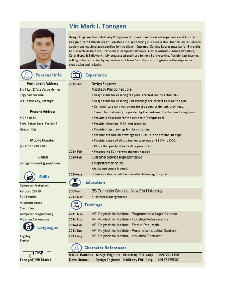 Vin Mark Tonogan CV 2020 | PDF | Computing | Computing And Information ...