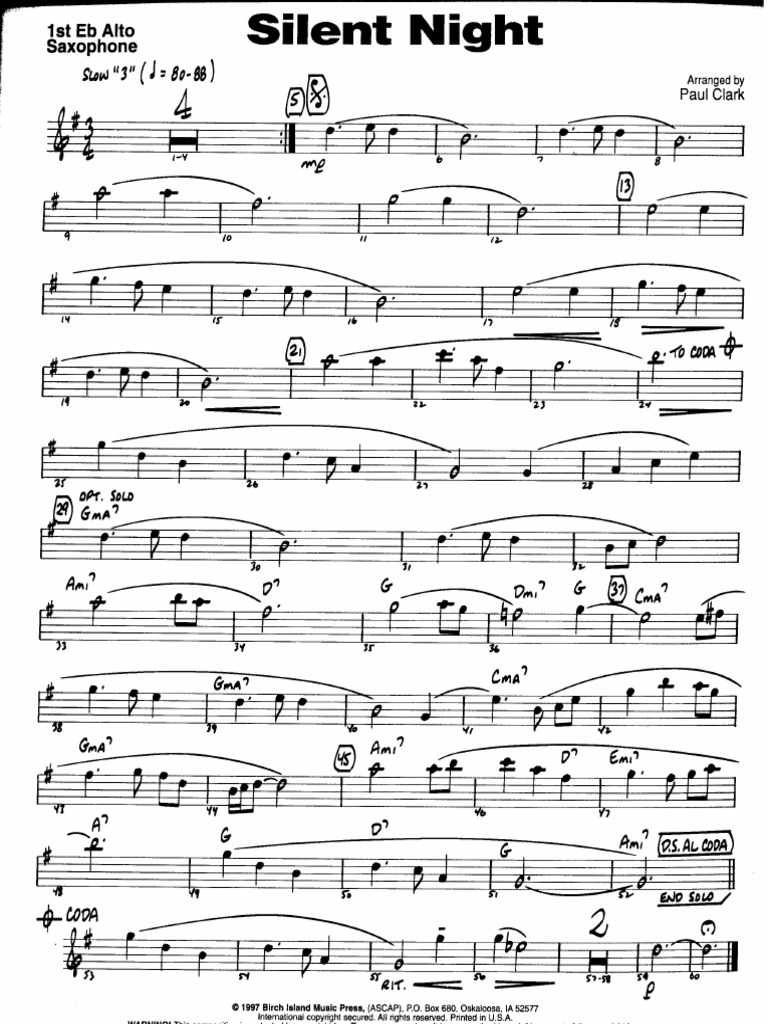 Silent Night Arr by Paul Clark Parts and Score PDF | PDF