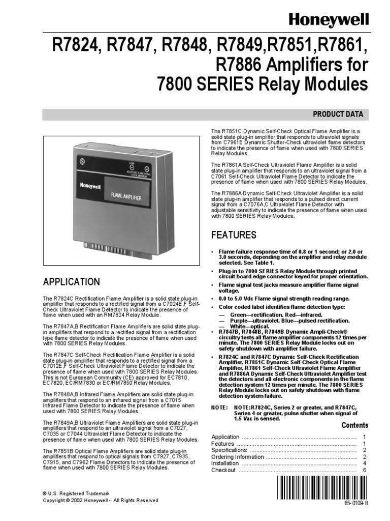 Amplificador de Flama Honeywell R7849 | PDF | Electrical Wiring | Relay
