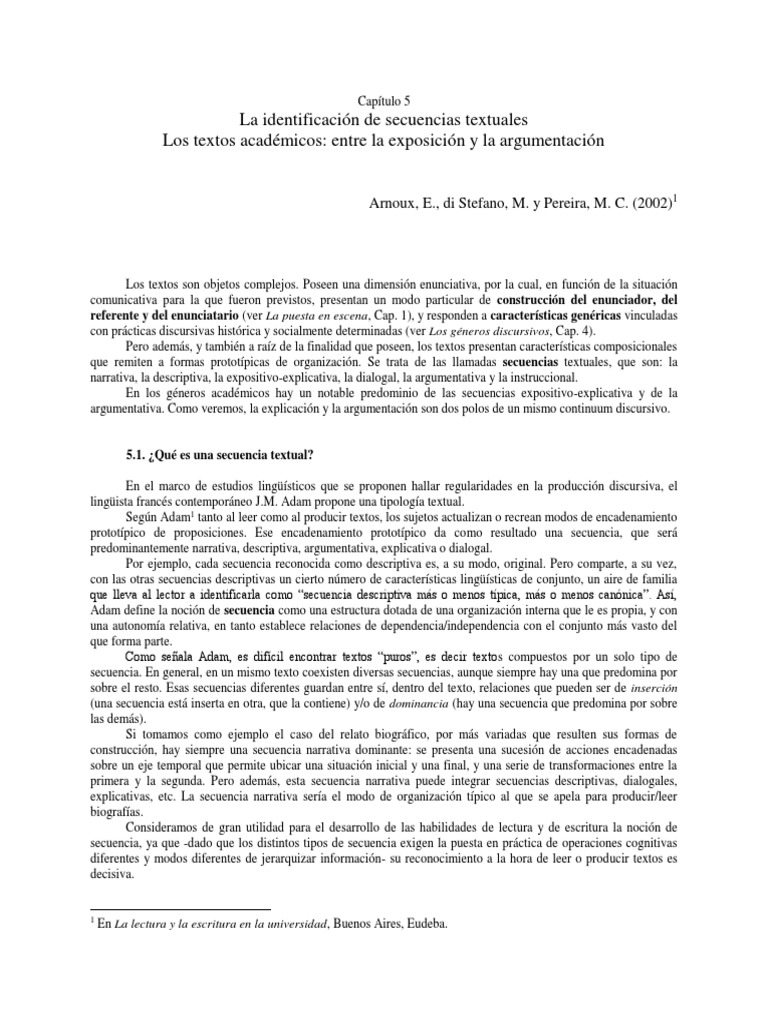 Arnoux Di Stefano Pereira 2002 La Identificacion De Secuencias