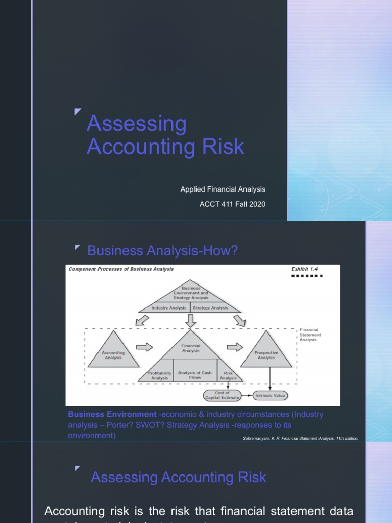Assessing Accounting Risk: Applied Financial Analysis ACCT 411 Fall ...