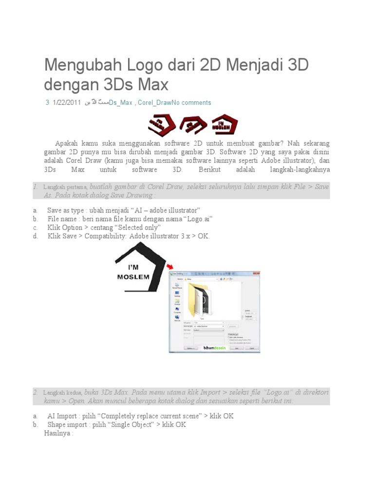 Mengubah Logo Dari 2D Menjadi 3D Dengan 3Ds Max | PDF