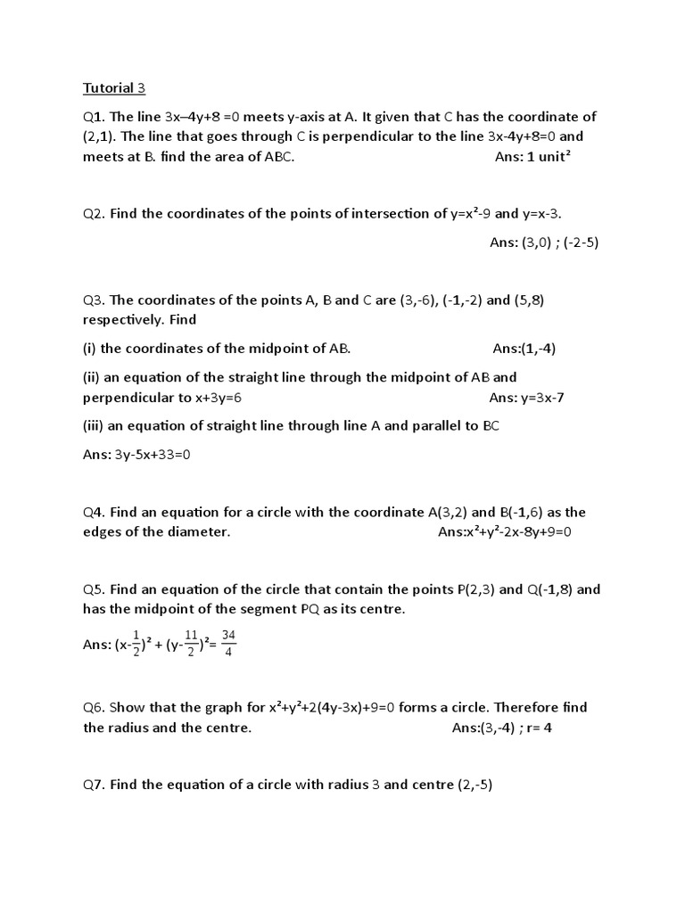 BAMS 1413 Calculus and Algebra Tutorial 3 Chapter 1 | PDF