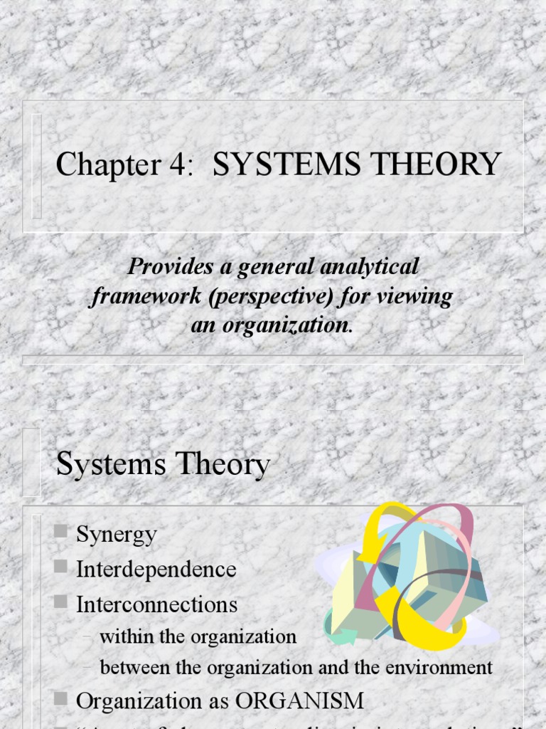 Chapter 4: Systems Theory: Provides A General Analytical Framework ...
