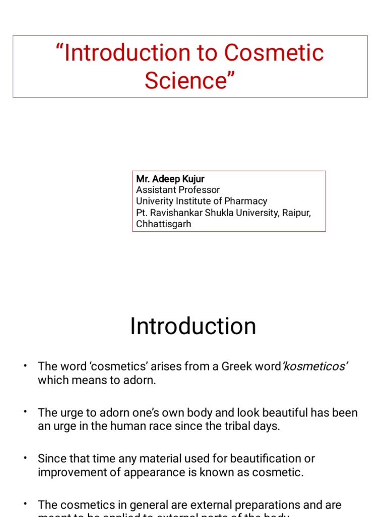 Introduction To Cosmetic Science | PDF | Eyebrow | Cosmetics