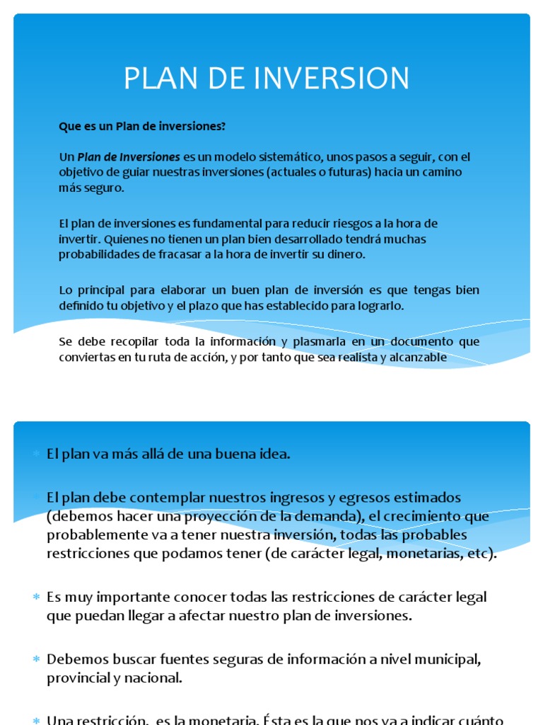 Guía completa para elaborar un sólido Plan de Inversiones | PDF ...
