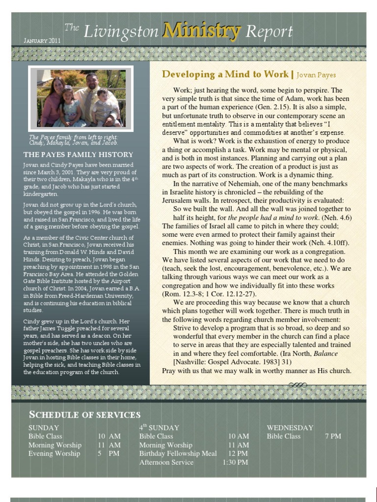 Ministry Newsletter 0111 | PDF | Churches Of Christ | Jesus
