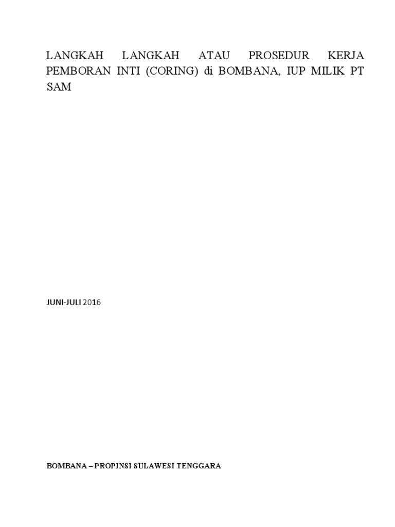 Prosedur Pemboran Inti di Bombana | PDF